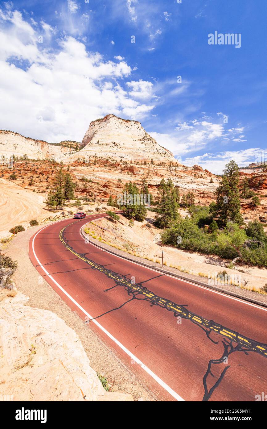 Driving on desert road along hi-res stock photography and images - Alamy