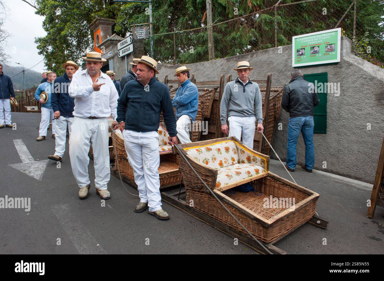 Traditional sledge (cestinhos) in Monte area, Funchal, Madeira island ...