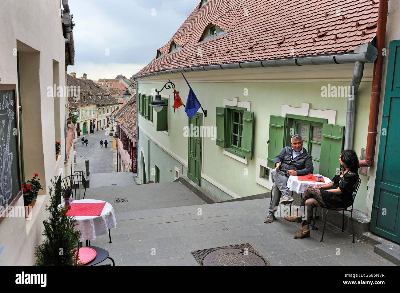 Stairs connecting the Upper Town with Lower Town from Huet Square ...