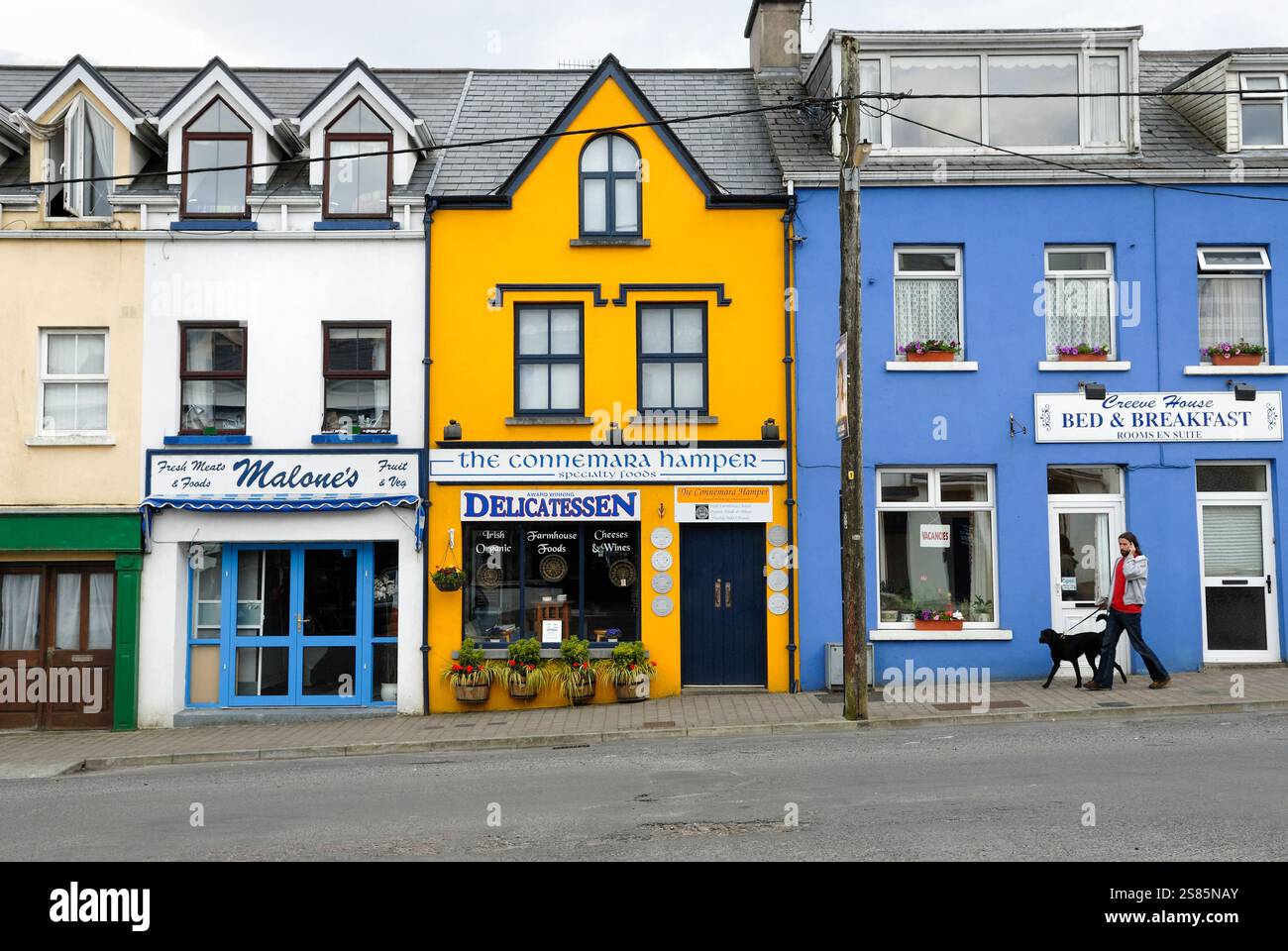 Shopping street in Clifden, Connemara, County Galway, Connacht ...