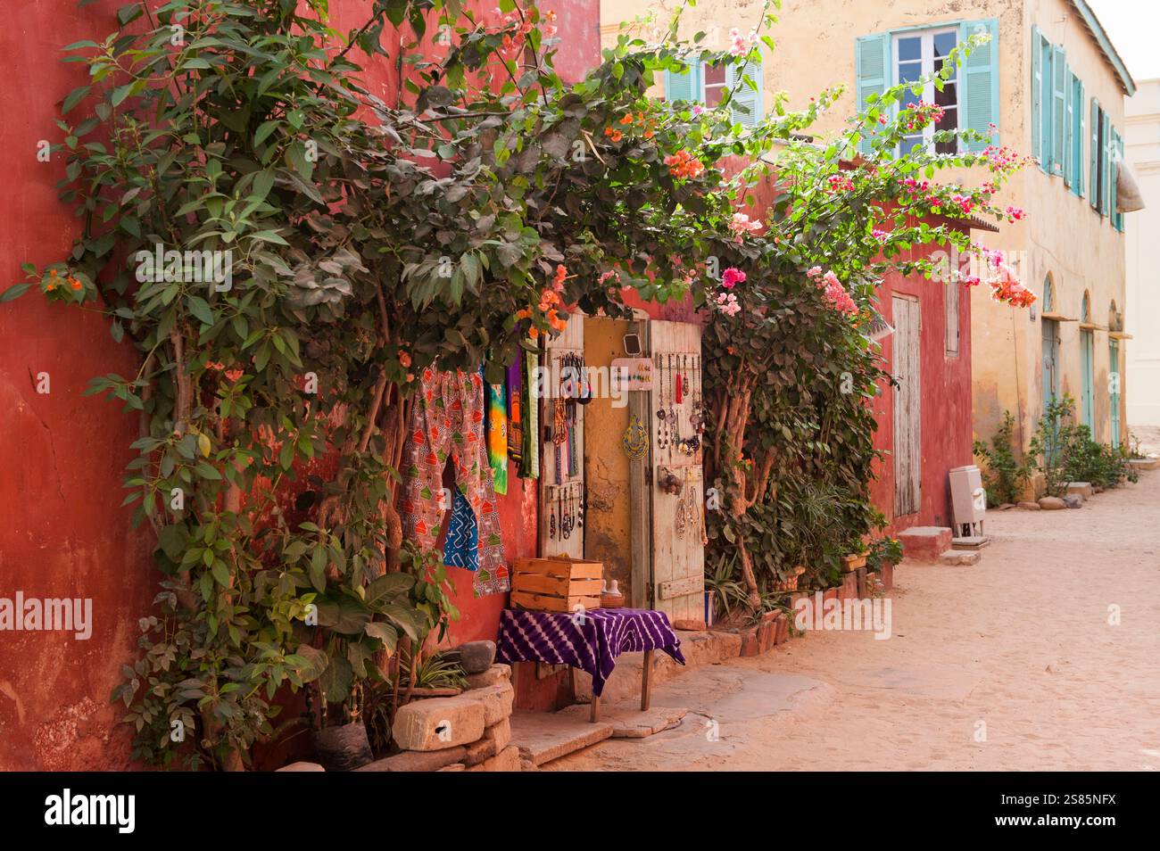 sandy alley at Ile de Goree (Goree Island), UNESCO, Dakar, Senegal ...