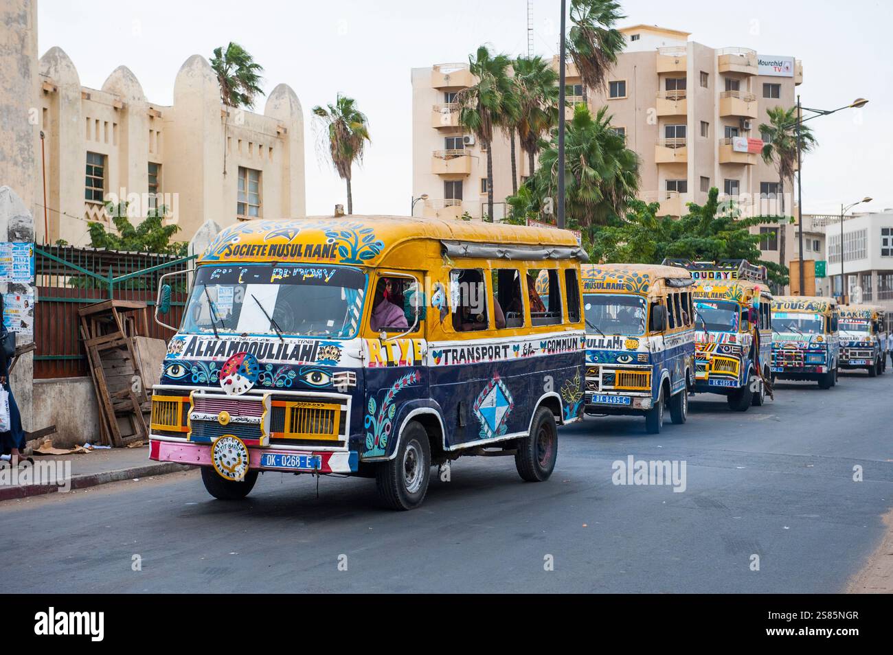 Colourful bus in a street, Dakar, Senegal, West Africa Stock Photo - Alamy