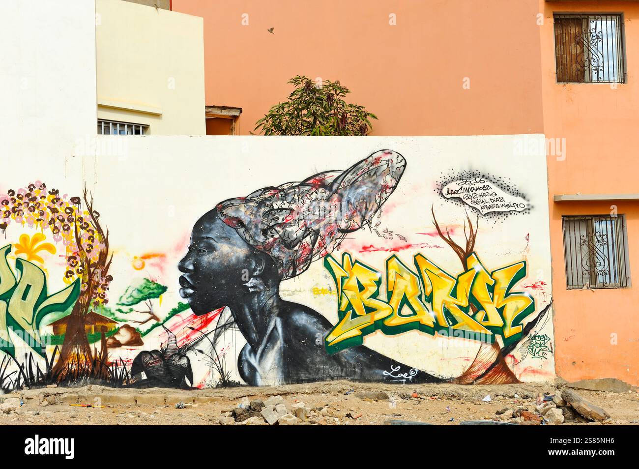 Graffiti at Ouakam district, Dakar, Senegal, West Africa Stock Photo ...