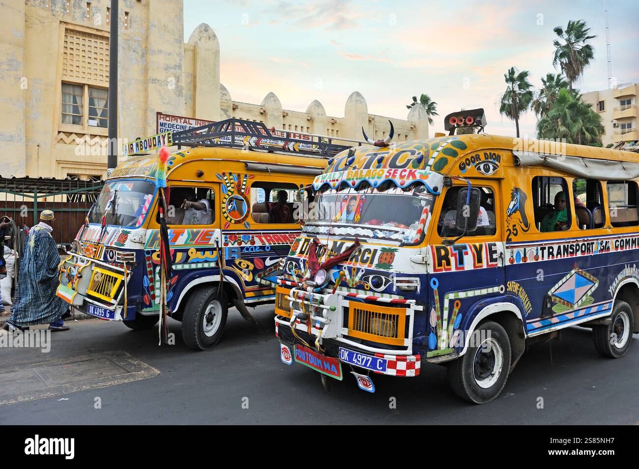 Colourful bus in a street, Dakar, Senegal, West Africa Stock Photo - Alamy