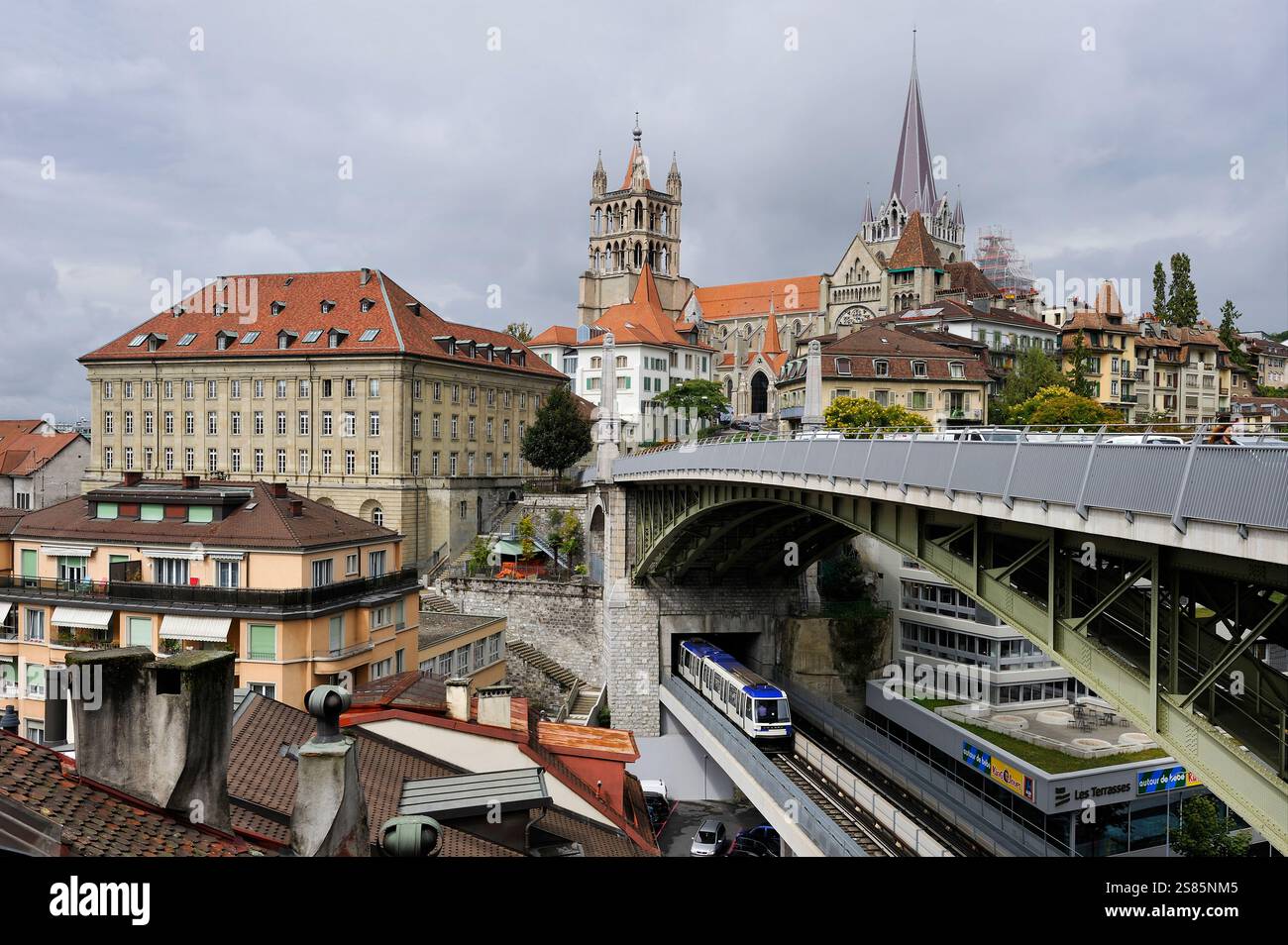 Metro railway on St-Martin bridge under the Bessieres bridge with ...