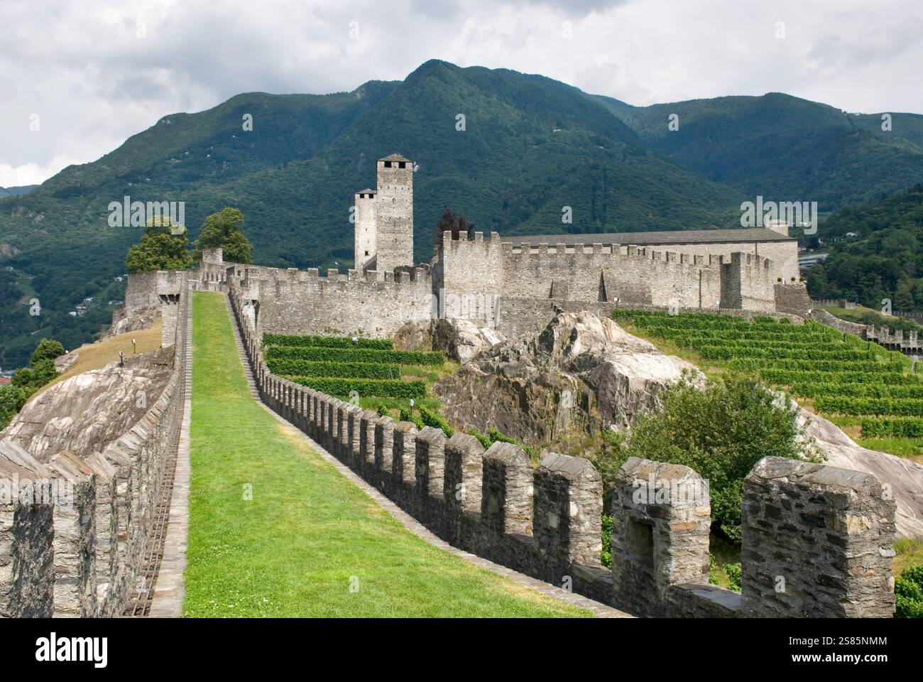 Castelgrande, the oldest of the three castles in Bellizona, Canton ...