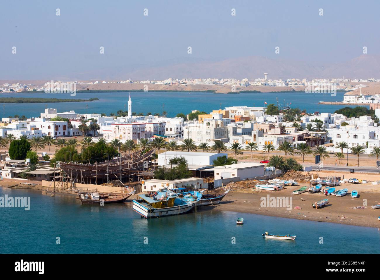 Dhows in shipyard, Sur Township, port-city, capital of Ash Sharqiyah ...