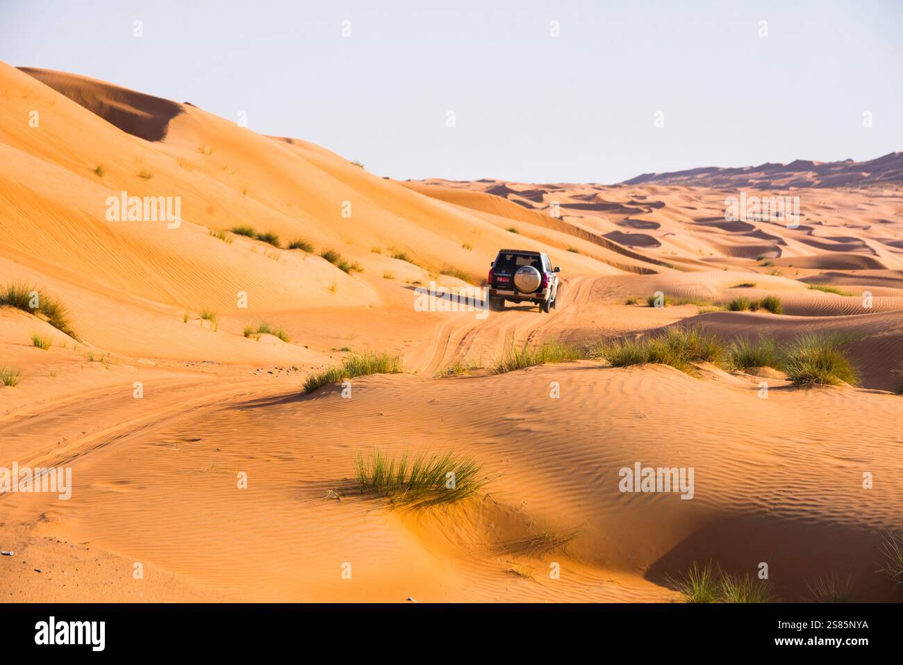Four-wheel drive vehicle in the Sharqiya Sands, formerly Wahiba Sands ...