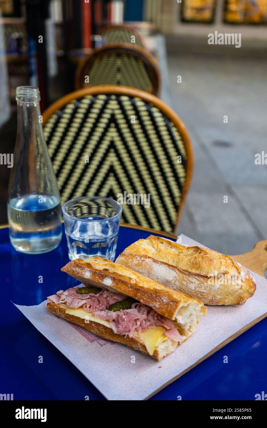 Ham and cheese baguette at a cafe in Paris, France Stock Photo - Alamy