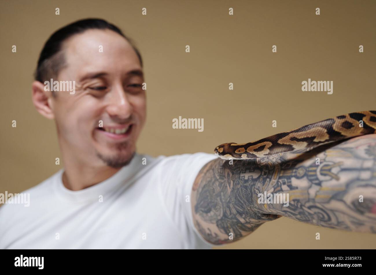Man on arm snake hi-res stock photography and images - Alamy