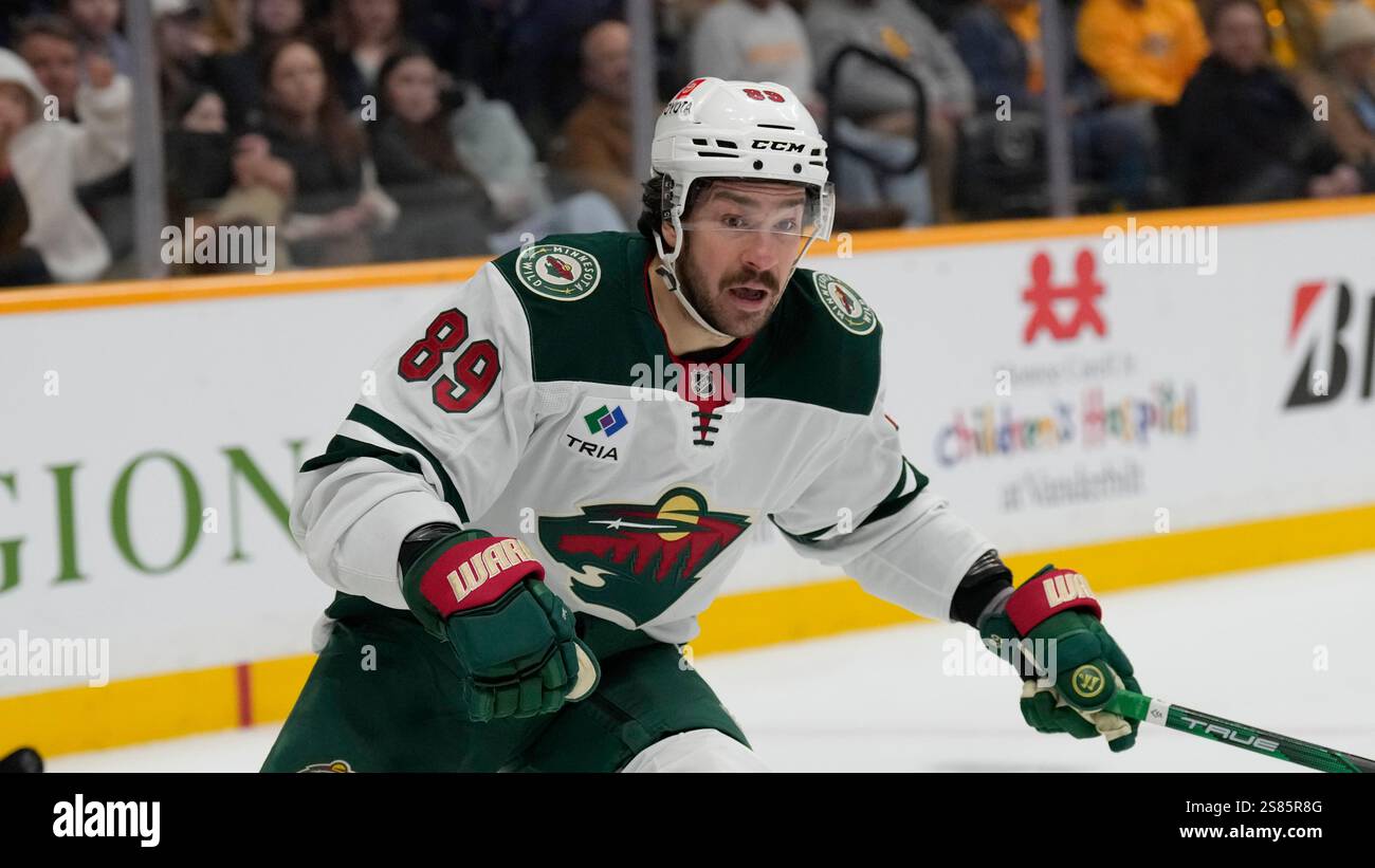 Minnesota Wild center Frederick Gaudreau plays against the Nashville ...