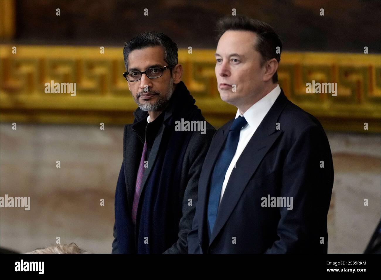 Google CEO Sundar Pichai and Elon Musk arrive for the 60th Presidential ...