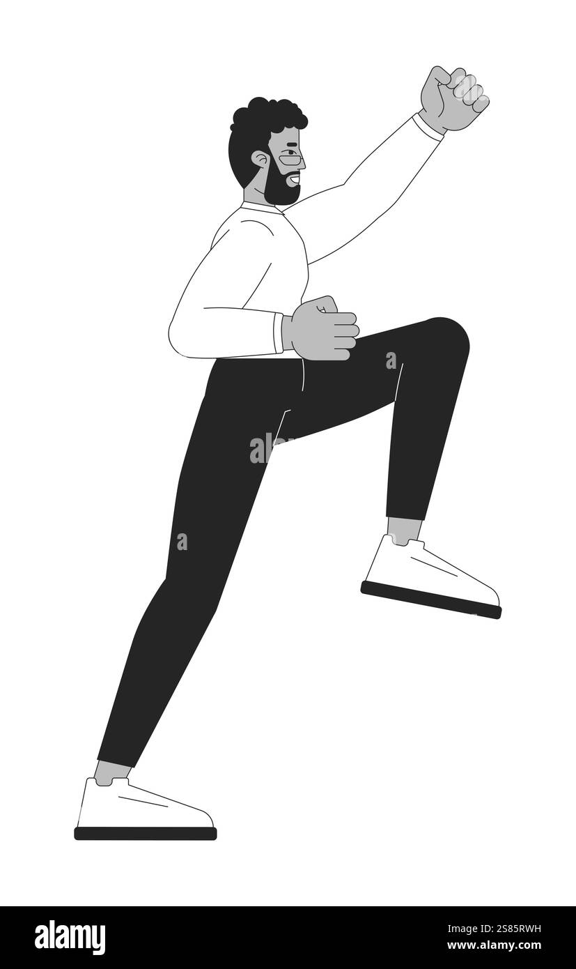 Black businessman climbing with optimistic determination black and ...