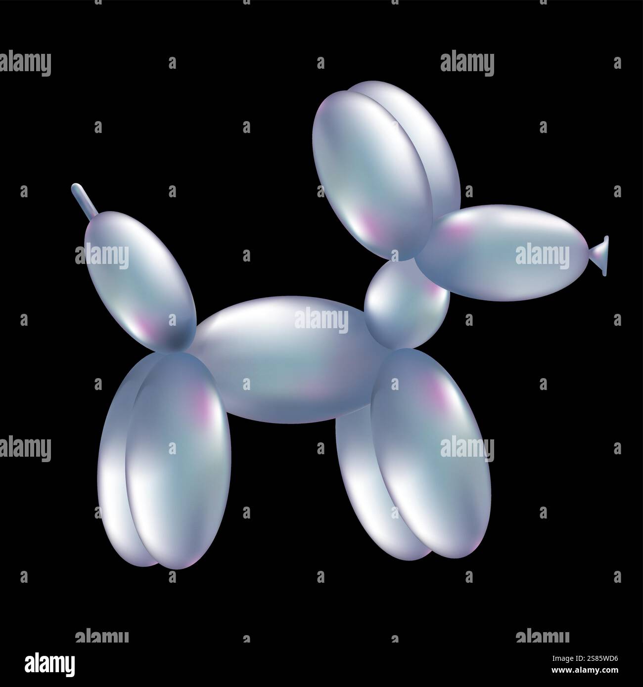 3d holographic Balloon dog. Chrome Helium Balloon in the shape of a ...