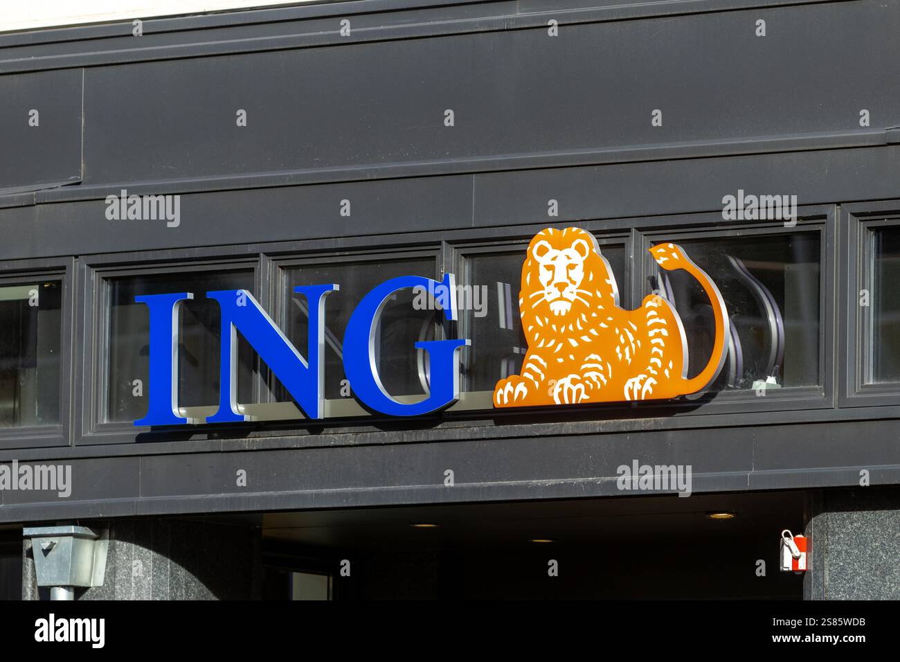 ING Bank sign logo, ING is Global financial institution of Dutch origin ...