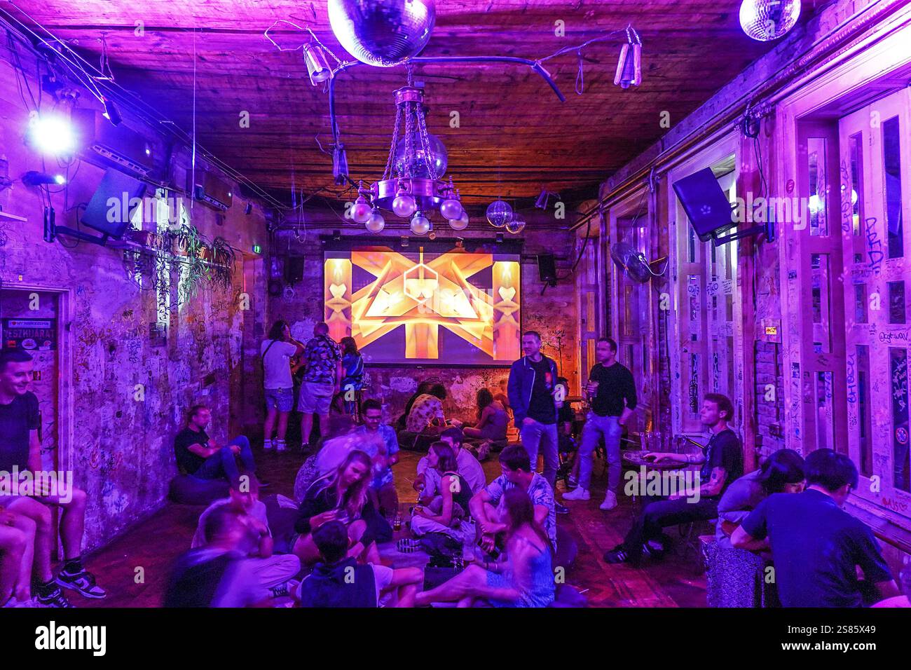 Hungary, Budapest, Szimpla Kert, Budapest's most popular Ruin bar. Ruin ...