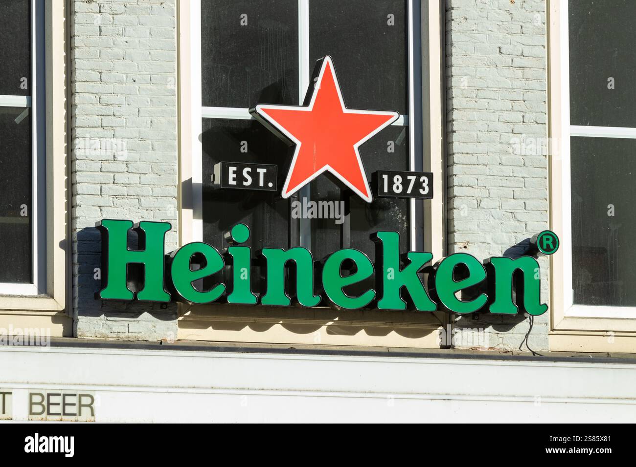 the logo of the brand "Heineken". Heineken is a Dutch multinational ...