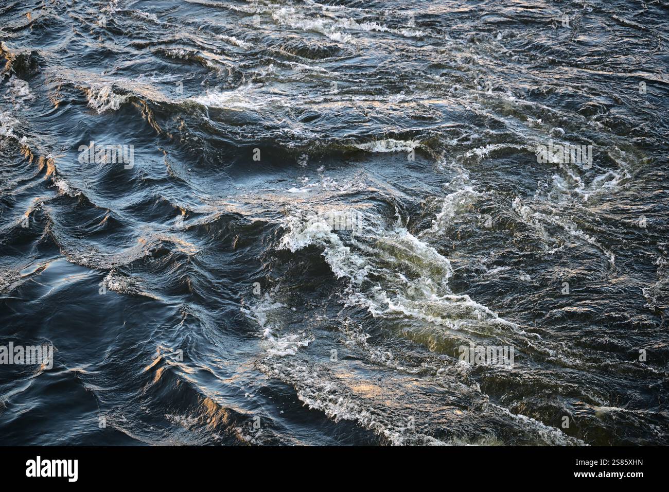Stockholm, Uppland, Sweden. January 2 2025. Water flowing in the river ...