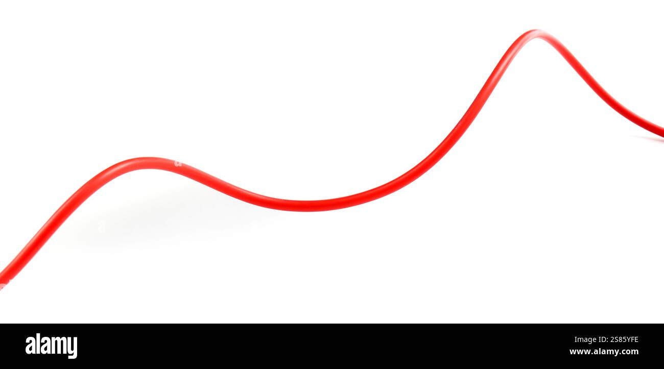 One red electrical wire isolated on white Stock Photo - Alamy