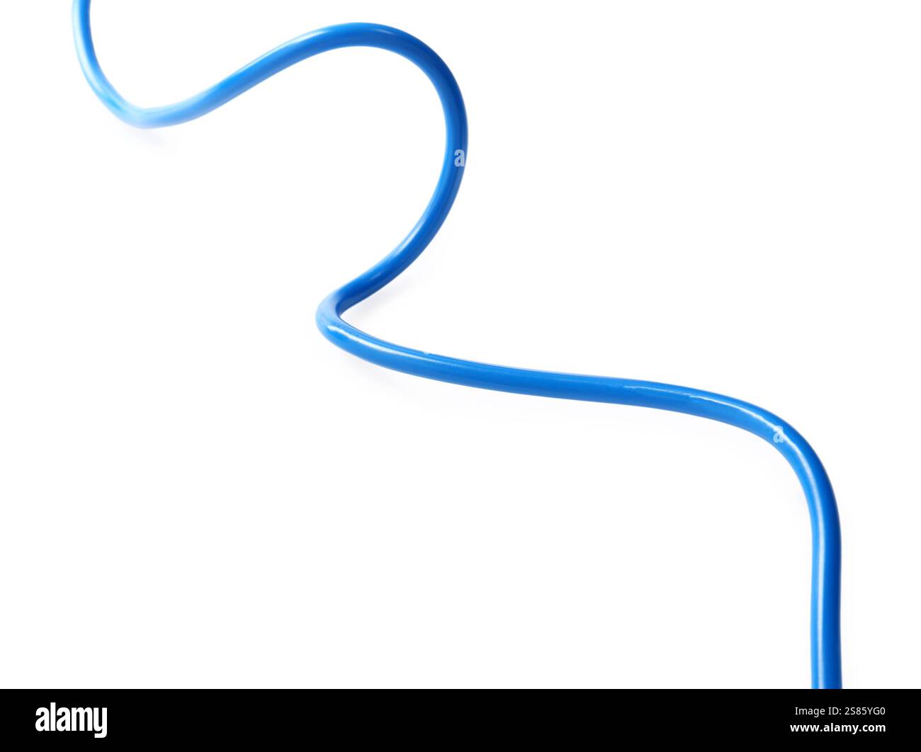 One blue electrical wire isolated on white Stock Photo - Alamy