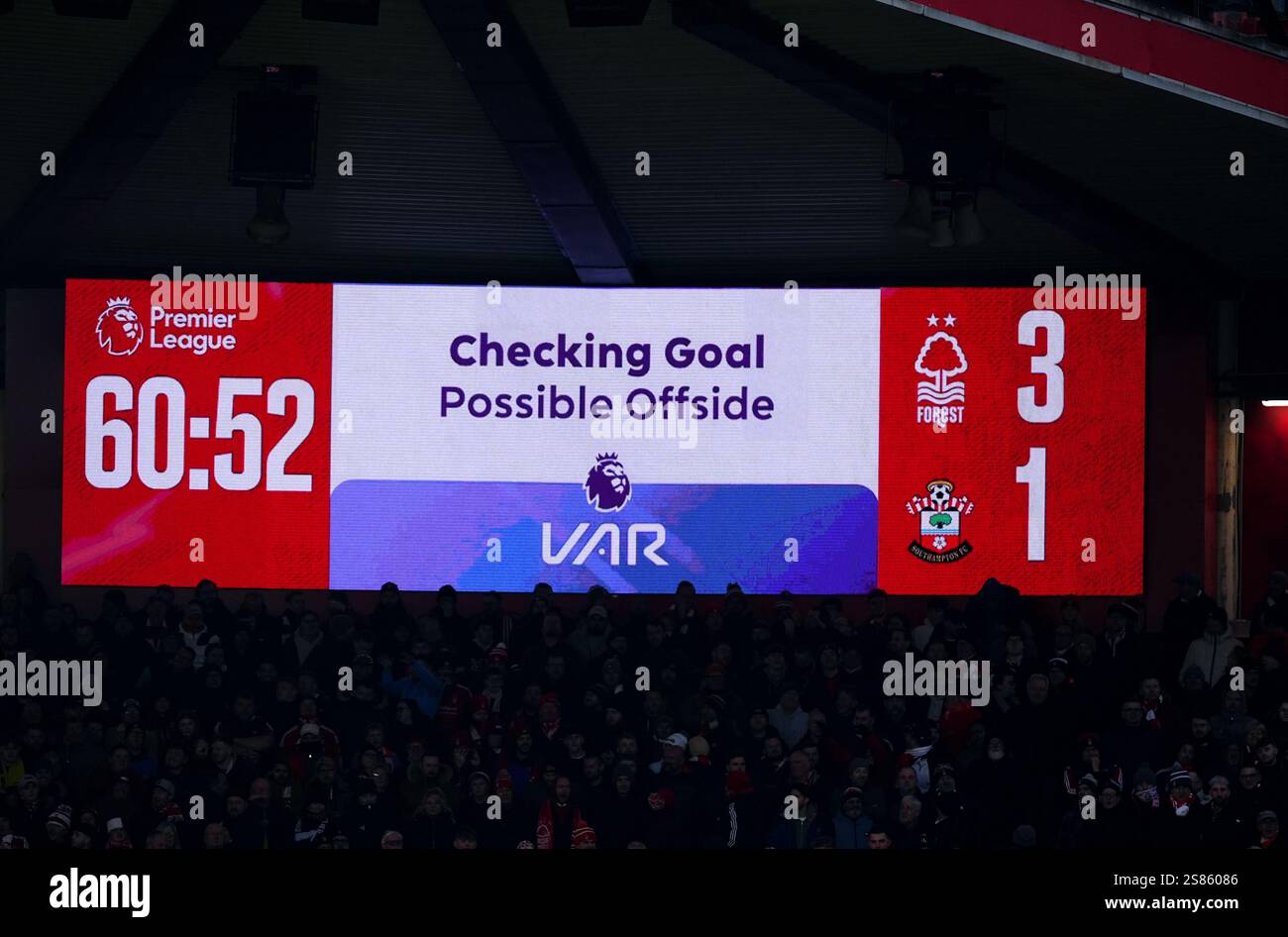 The screen displays a VAR check complete message during the Premier ...