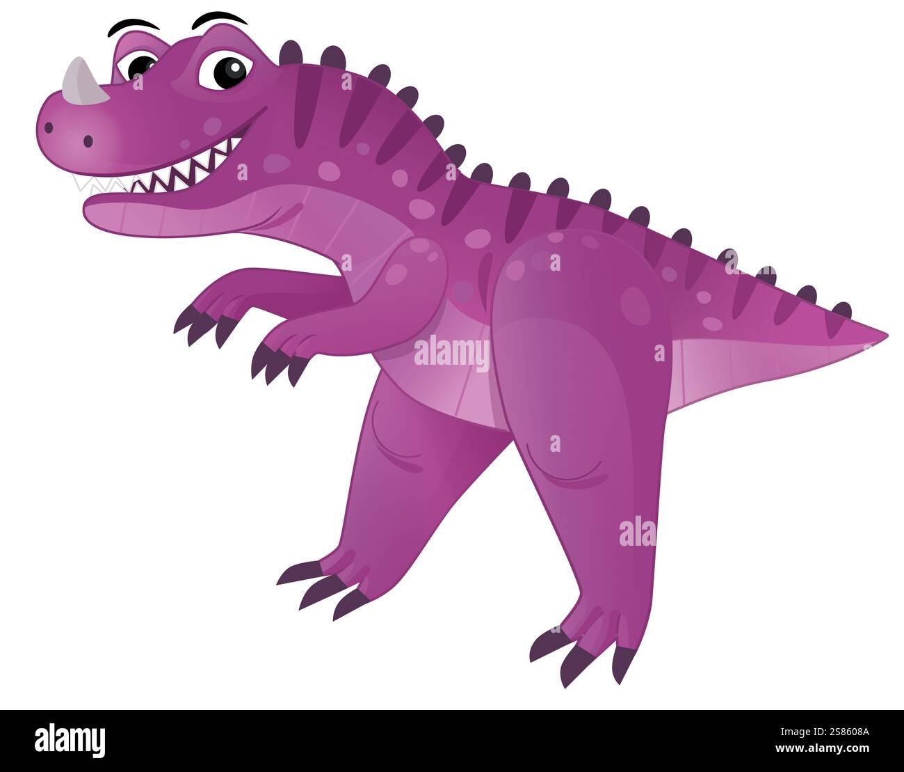 cartoon scene with happy prehistoric animal tyrannosaurus trex ...