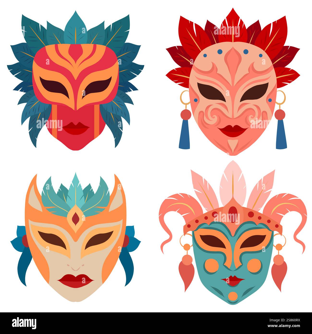 Group traditional venetian masks Stock Vector Images - Alamy
