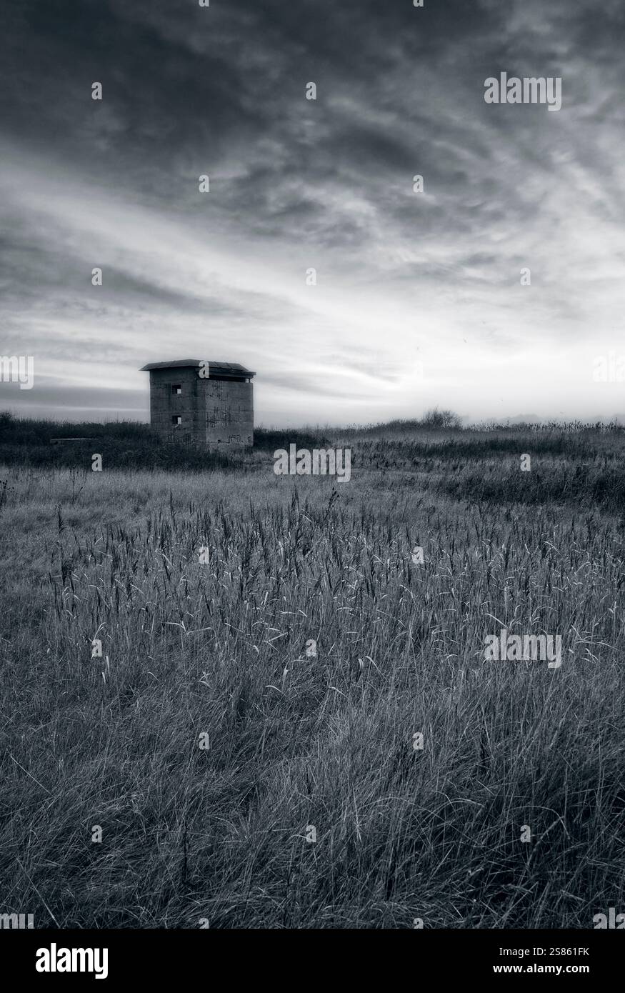 WW2 defence tower on the Suffolk coast Stock Photo - Alamy