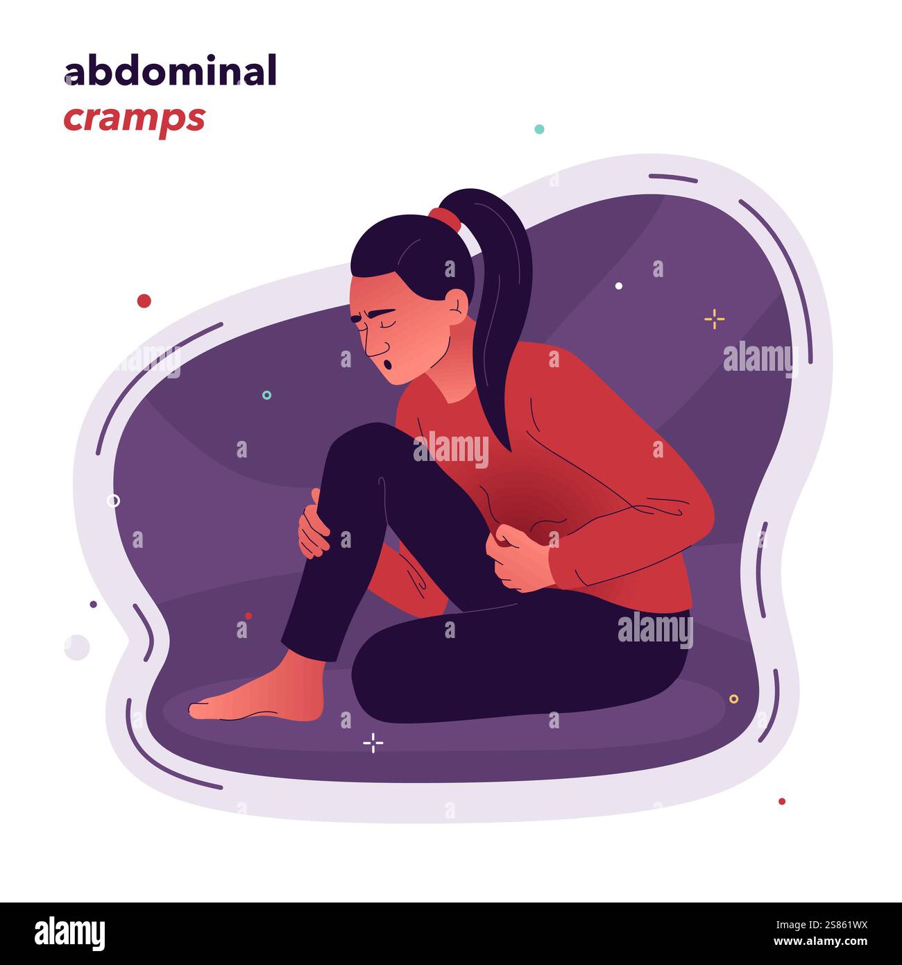 Vector illustration of a girl sitting on the floor who is experiencing ...