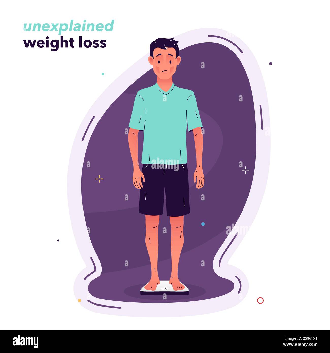 A man suffering from unexplained weight loss. Weight loss is a symptom ...