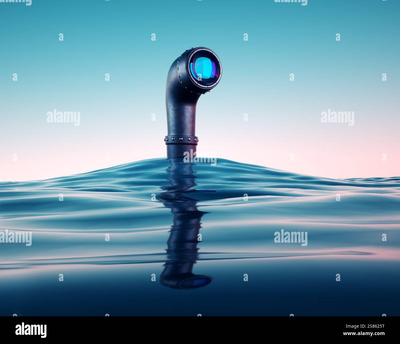 Periscope above the water. This is a 3d render illustration Stock Photo ...