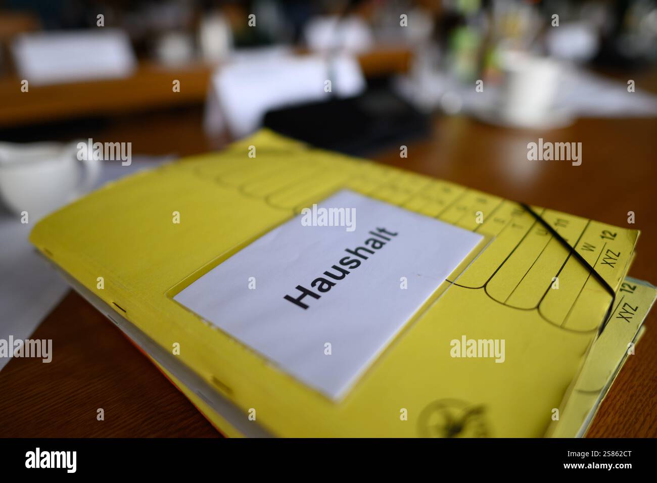 Stolpen, Germany. 21st Jan, 2025. A folder labeled "Budget" lies on the ...