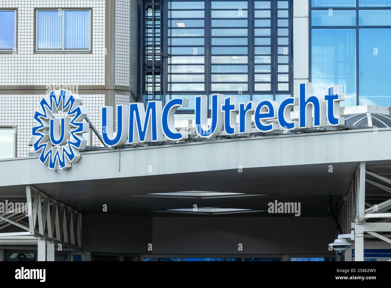 UMC Utrecht hospital sign logo. The University Medical Center is the ...