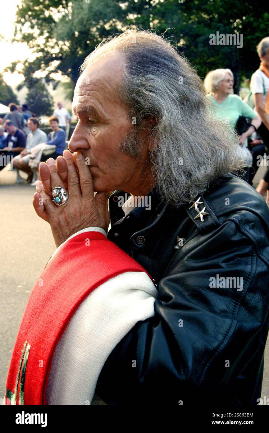 Lourdes (south-western France), August 14, 2024: Father Guy Gilbert ...
