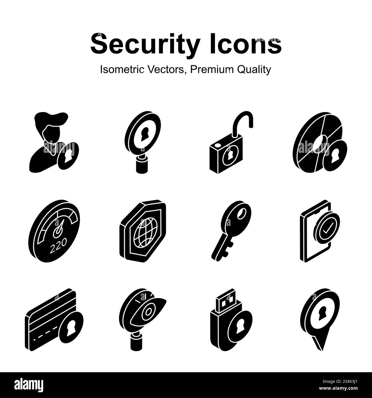 Grab this carefully crafted isometric security icons set, ready for ...