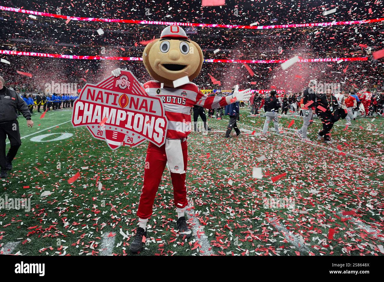 ATLANTA, GA - JANUARY 20: Ohio State Buckeyes mascot Brutus Buckeye ...