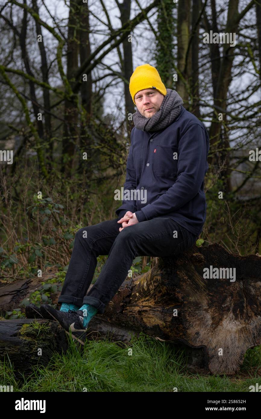 Portrait of Author, Max Porter, in his home town of Bath, Uk. Shot in ...