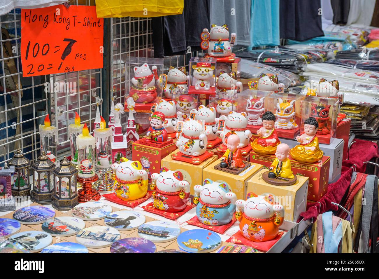 Winkekatzen, Ladies Market, Kowloon, Hongkong, Volksrepublik China ...