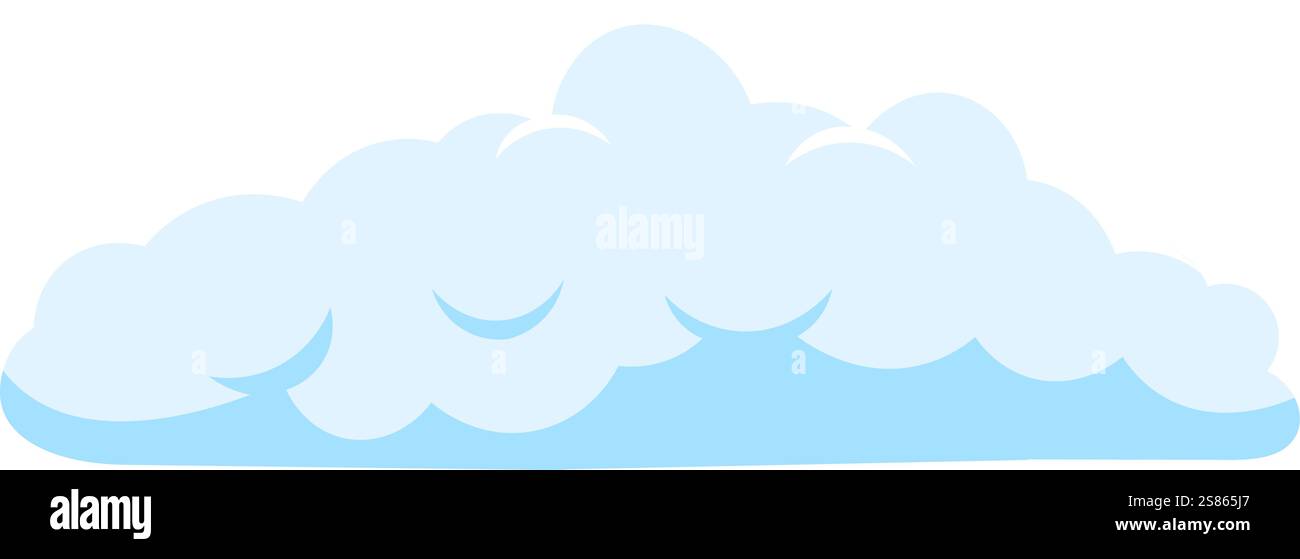 Cartoon illustration featuring a light blue cumulus cloud peacefully ...