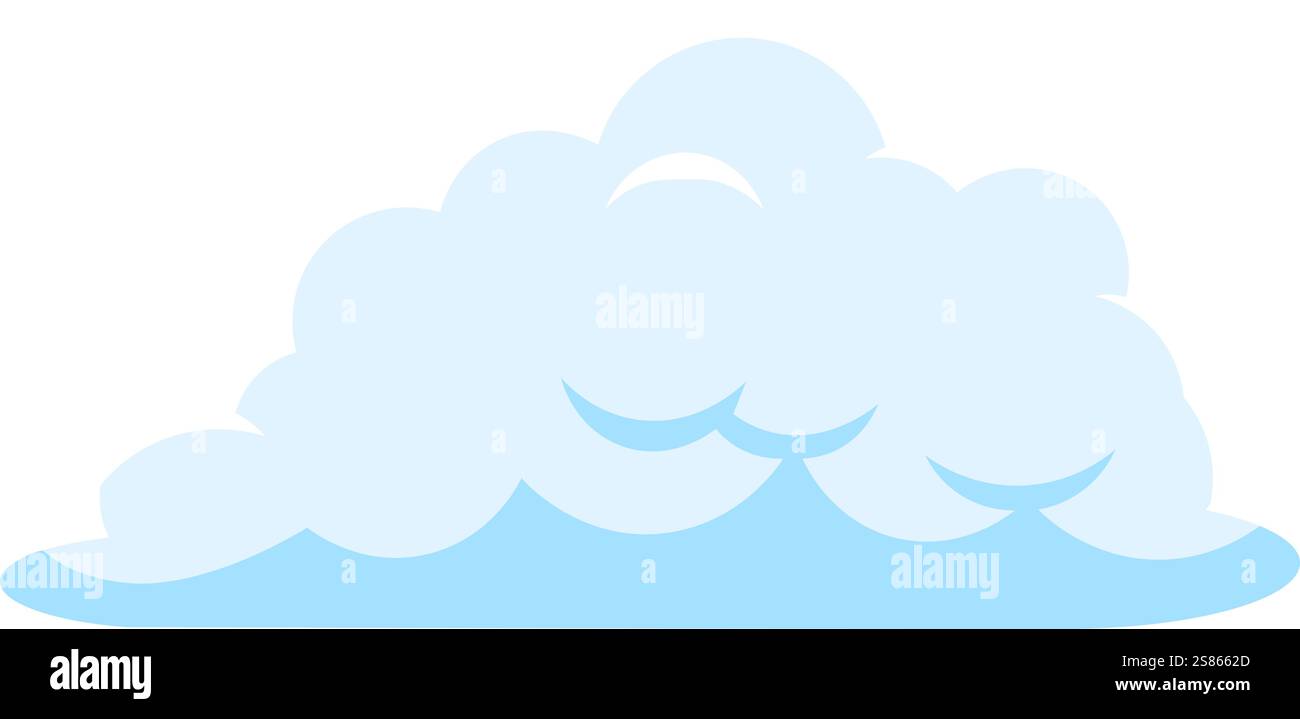 Light blue cartoon cloud floating in the clear sky, simple vector ...