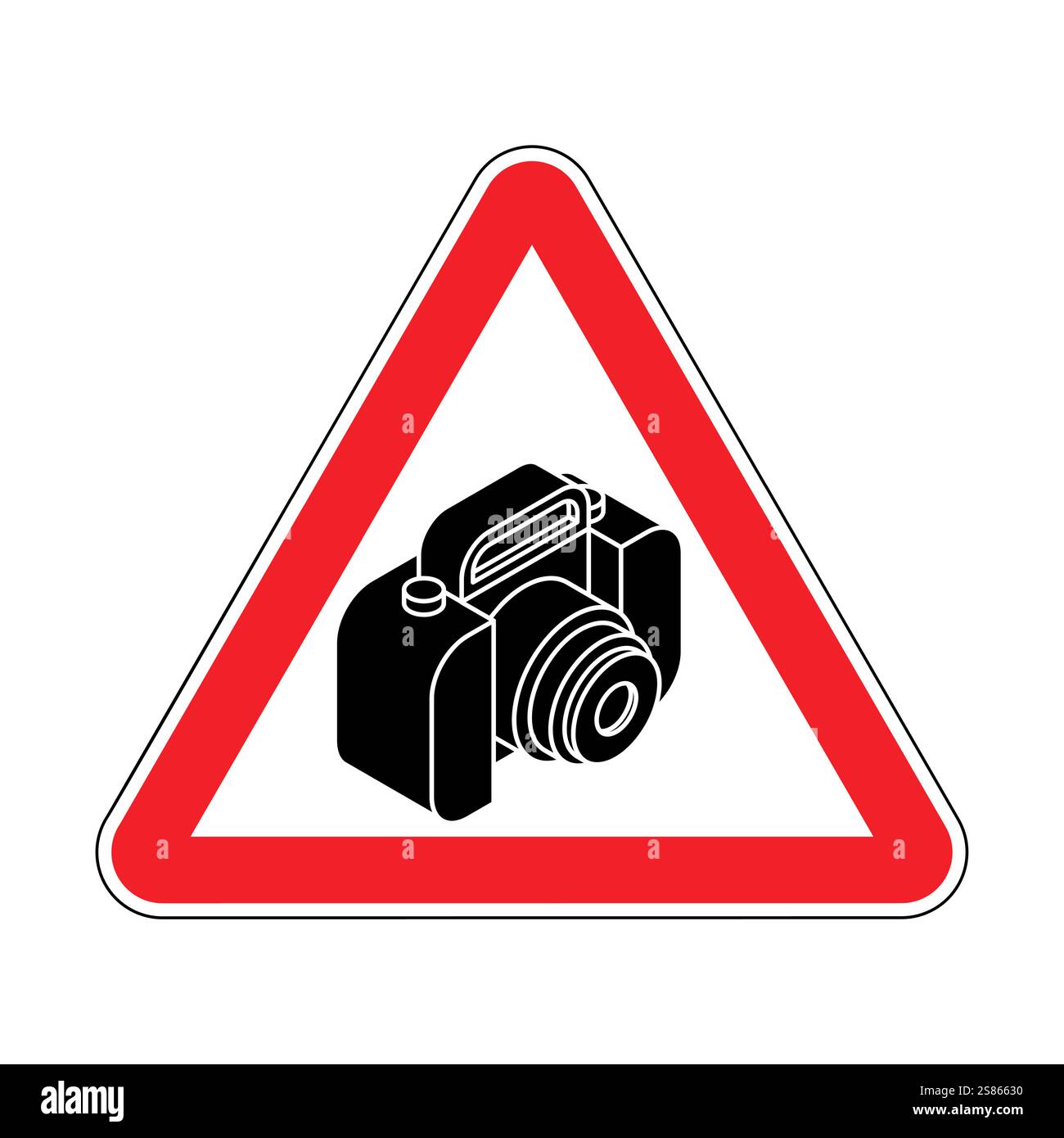 Attention photography sign. Danger photography. Red triangle road ...