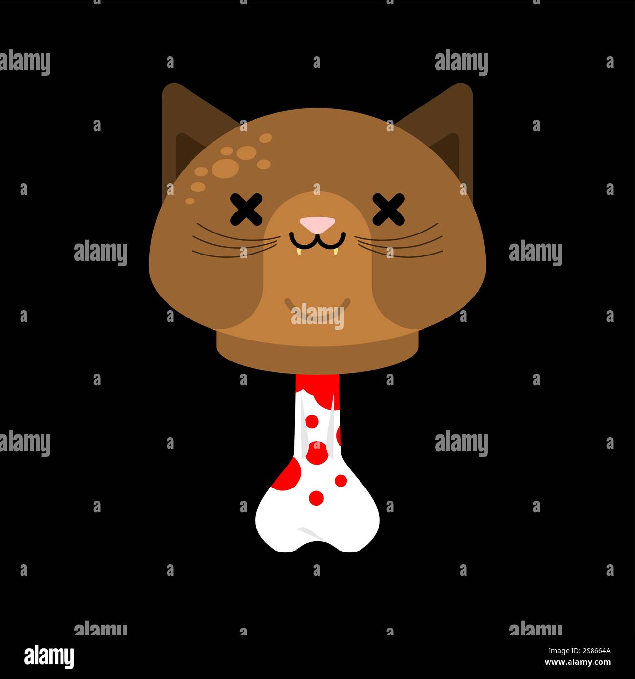 Zombie Cat Head. Dead Cat Head With Bone. Modern Fashion Illustration ...