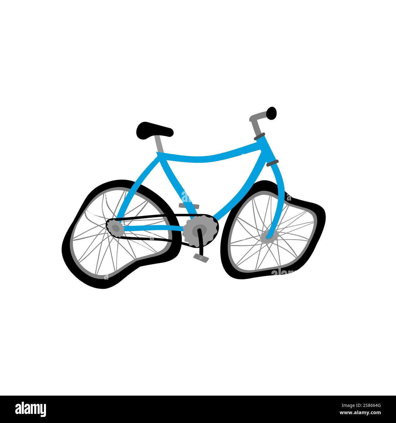 Broken bike: dented wheels and uneven bike frame Stock Vector Image & Art - Alamy