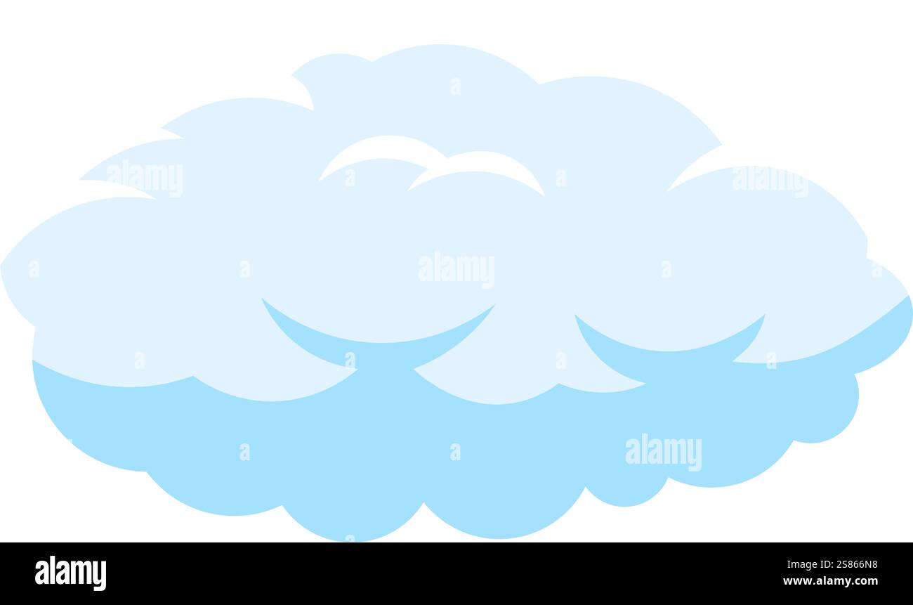 Cartoon illustration depicting a light blue cloud gently floating in a ...