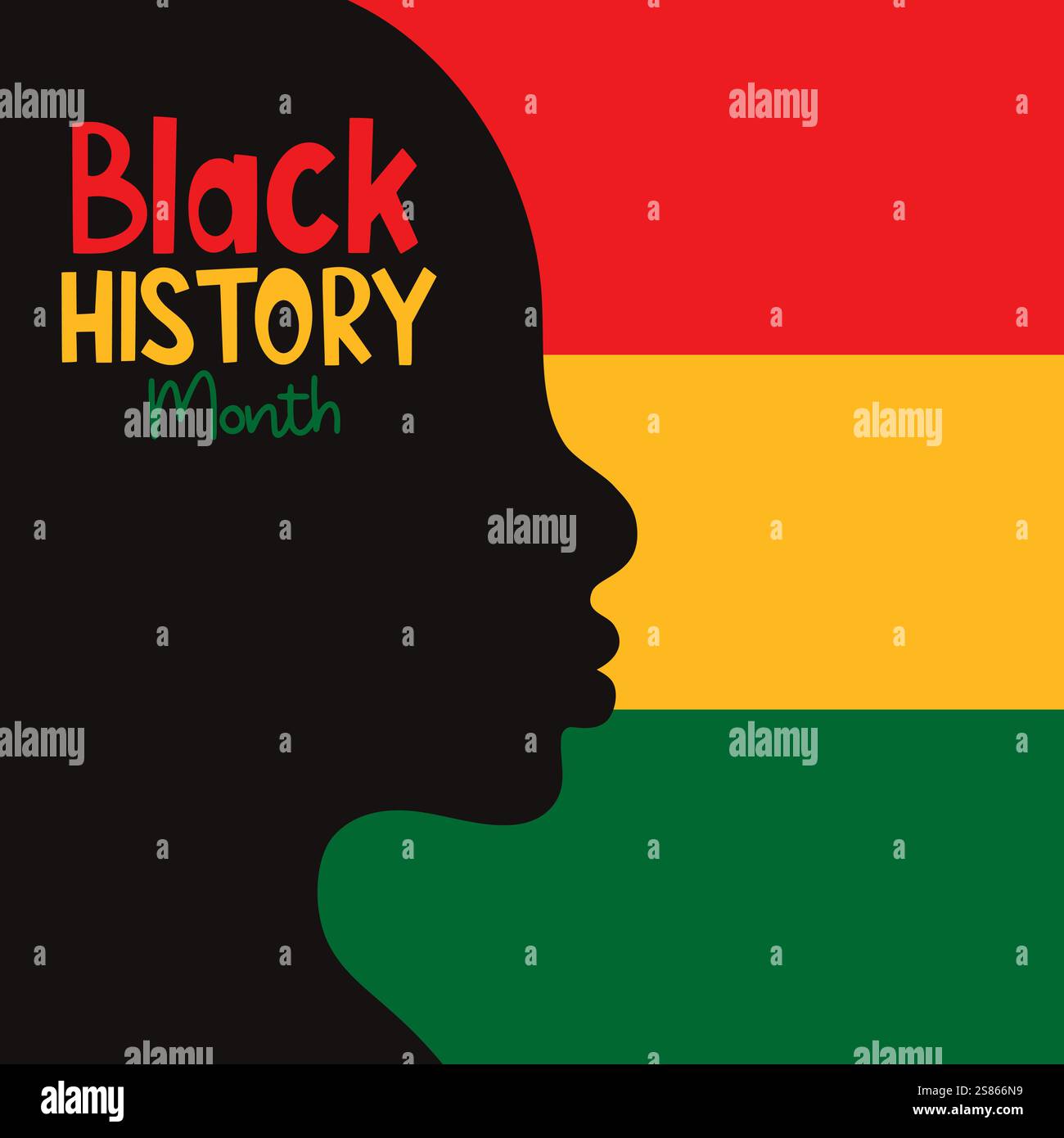 Black history month banner. Silhouette of profile face african american ...