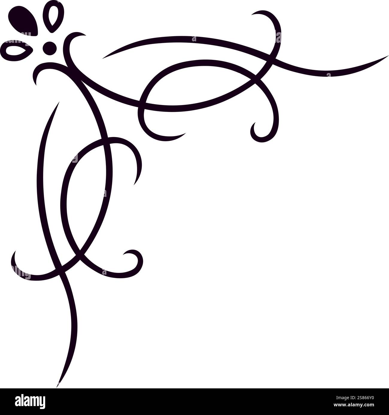 Elegant corner ornament featuring floral motifs and swirling lines ...