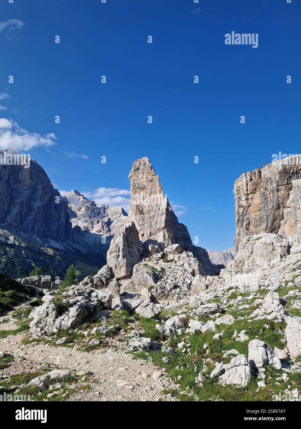 Climbing in Cinque Torri, Dolomites, Italy. Five towers and rock ...