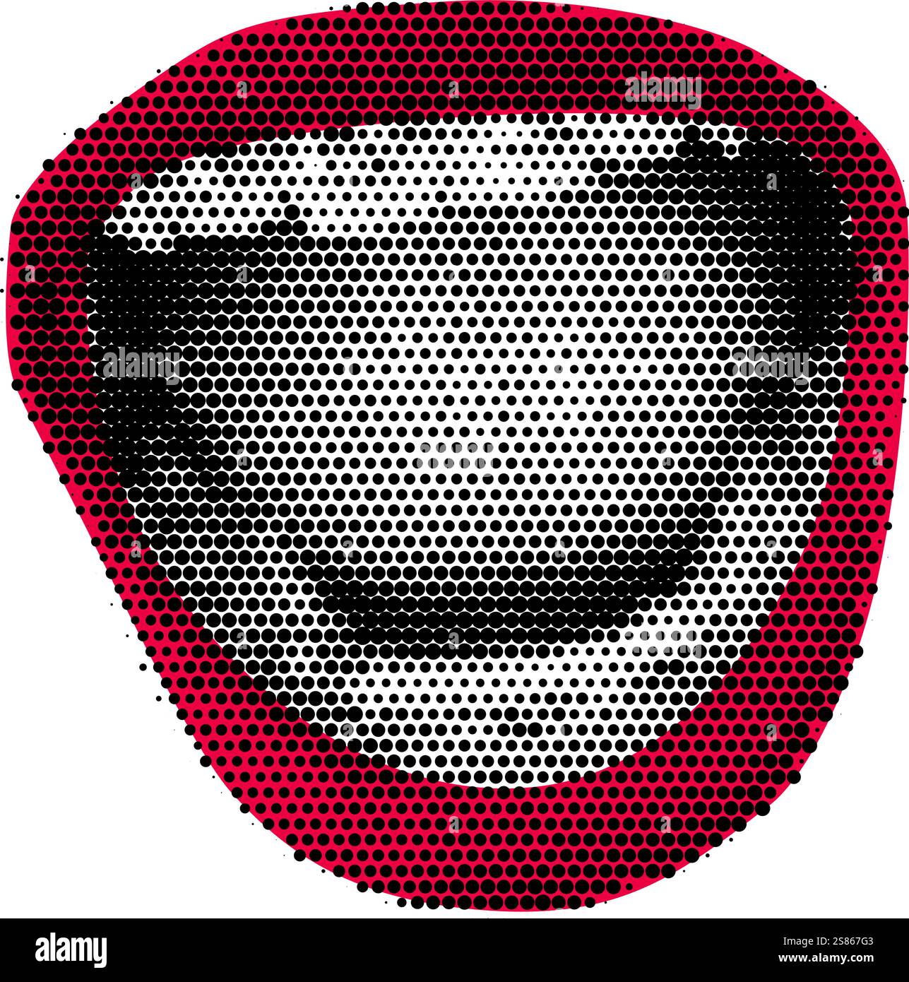 Halftone dotted screaming open mouth with red lips. Vector textured ...