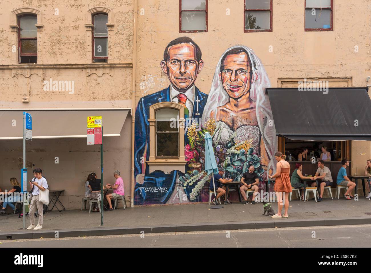 The 2017 Scott Marsh mural "Tony Loves Tony Voteyes" in Redfern in ...