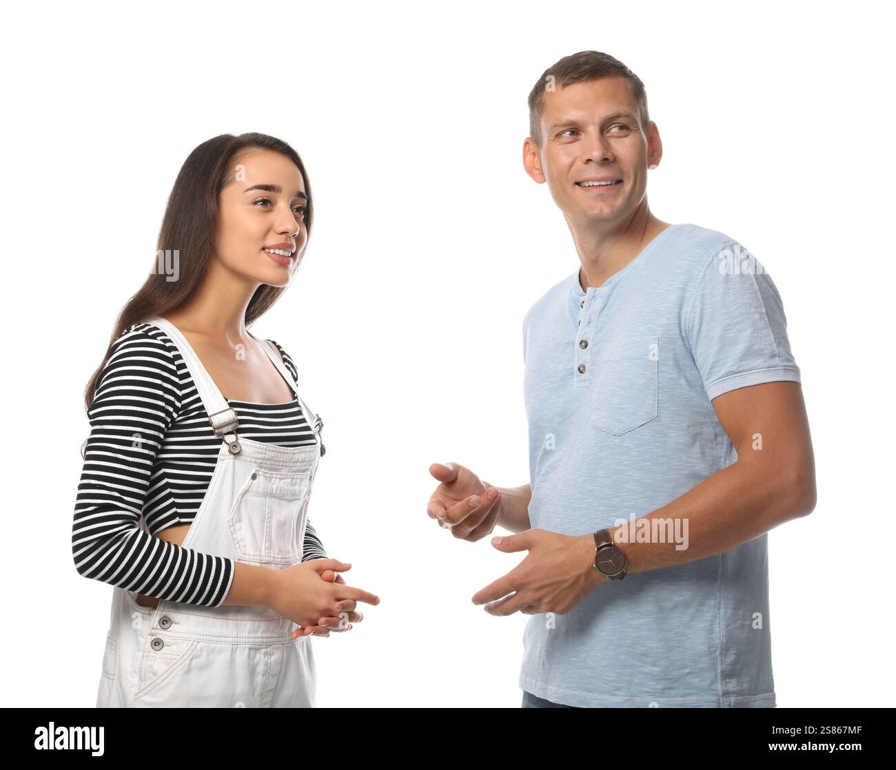 Teacher explaining on white Cut Out Stock Images & Pictures - Alamy